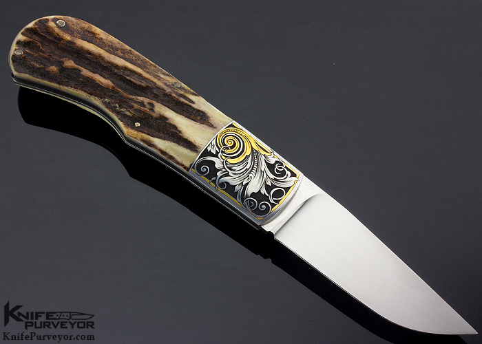 Tim George Engraved Steve Hoel Custom Knife Clip Point Midlock with ...