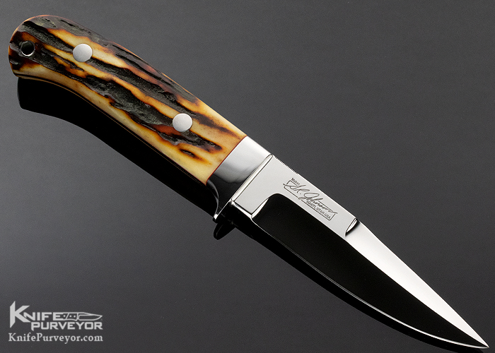 SR Johnson Custom Knife Amber Stag Chute Prototype - Knife Purveyor