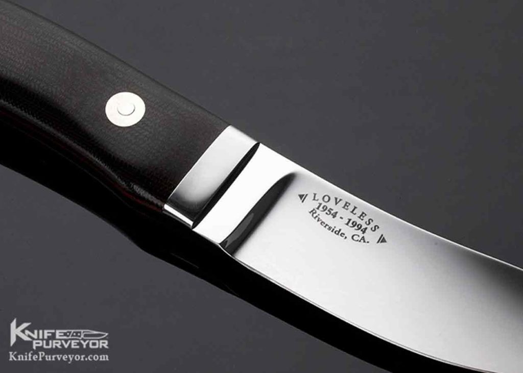 Bob RW Loveless Custom Knife Black Micarta One of a Kind 40th Anniversary Logo Crooked Skinner ...