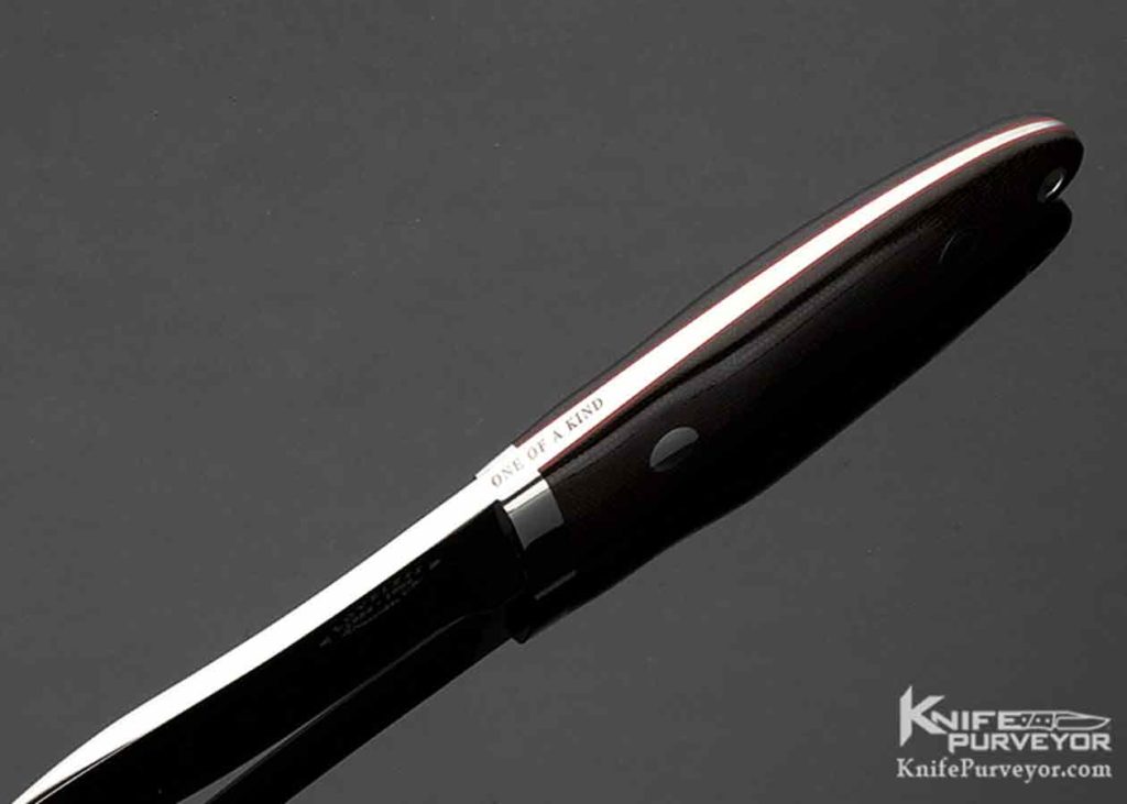 Bob RW Loveless Custom Knife Black Micarta One of a Kind 40th Anniversary Logo Crooked Skinner ...