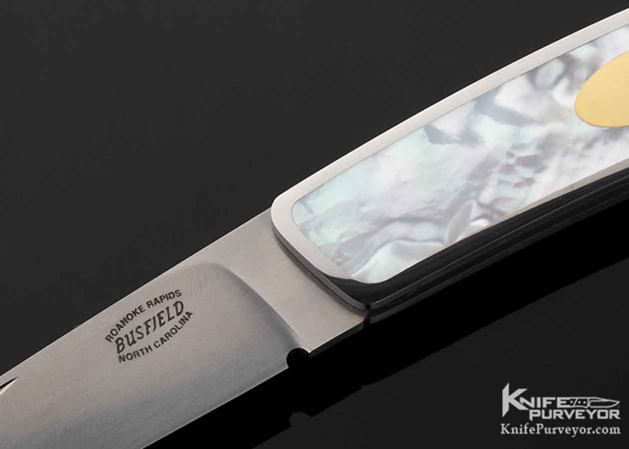 Jack Busfield Custom Knife Mother of Pearl Interframe with 14KT Gold ...