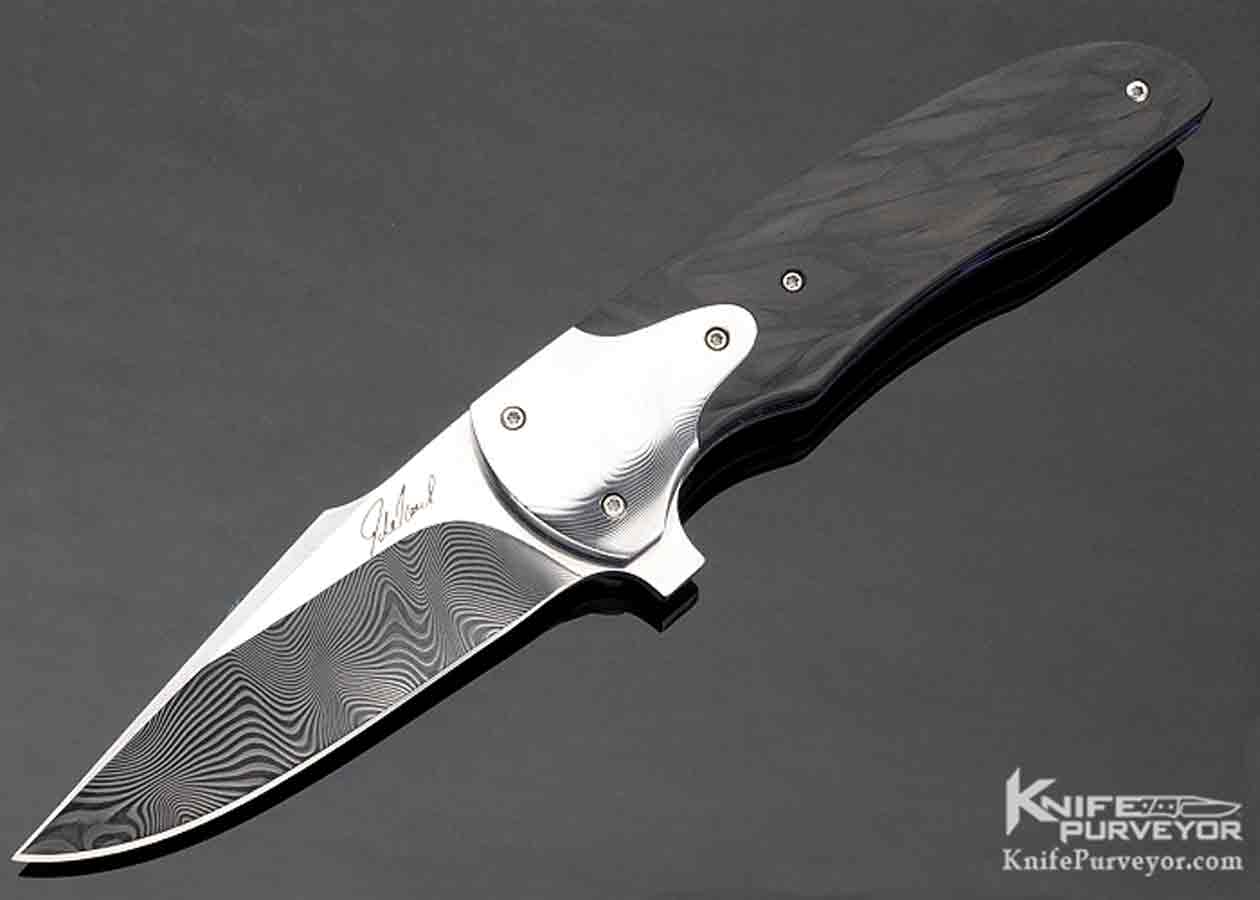 Jaco de Kock Custom Knife Marble Carbon Fiber & Damasteel Linerlock ...