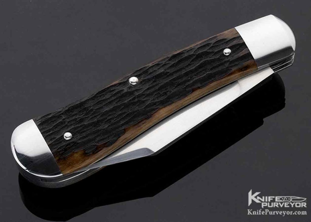 Tony Bose Custom Knife Remington Jigged Bone 2 Blade Dog Leg Slip Joint ...