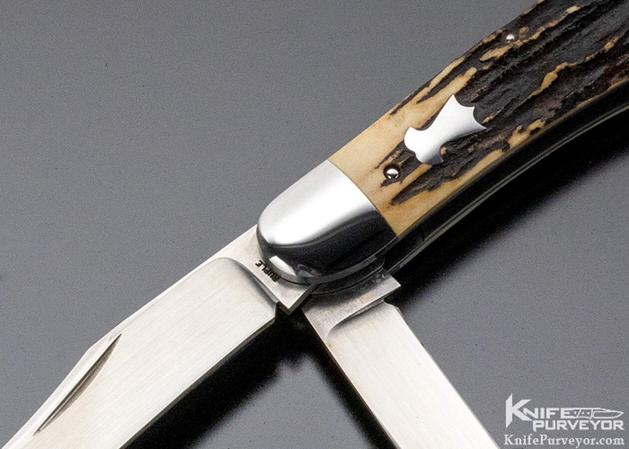Bill Ruple Custom Knife Amber Stag 3 Blade Sowbelly Slipjoint - Knife ...