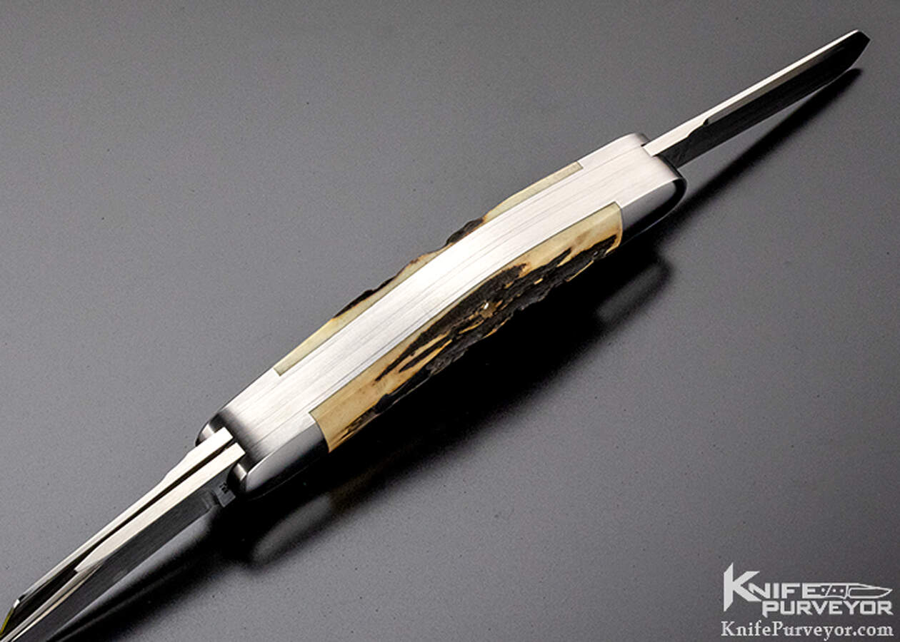 Bill Ruple Custom Knife Amber Stag 3 Blade Sowbelly Slipjoint - Knife ...