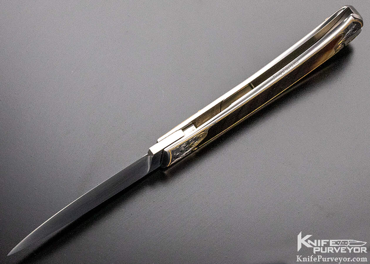 Tim Hancock Custom Knife Julie Warenski Engraved Black Lip Pearl Tail ...