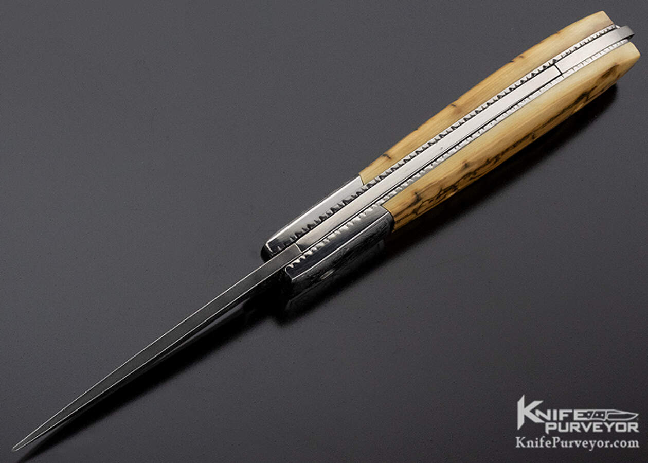 Mike "Whiskers" Allen Custom Knife Scale Release Damascus with Engraved ...