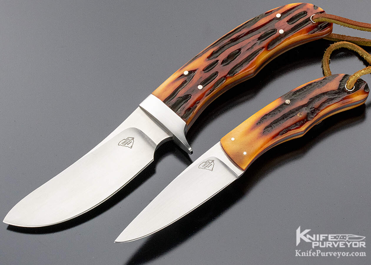 Ralph Smith Custom Knife Pair of Jigged Bone Hunter's Set - Knife Purveyor