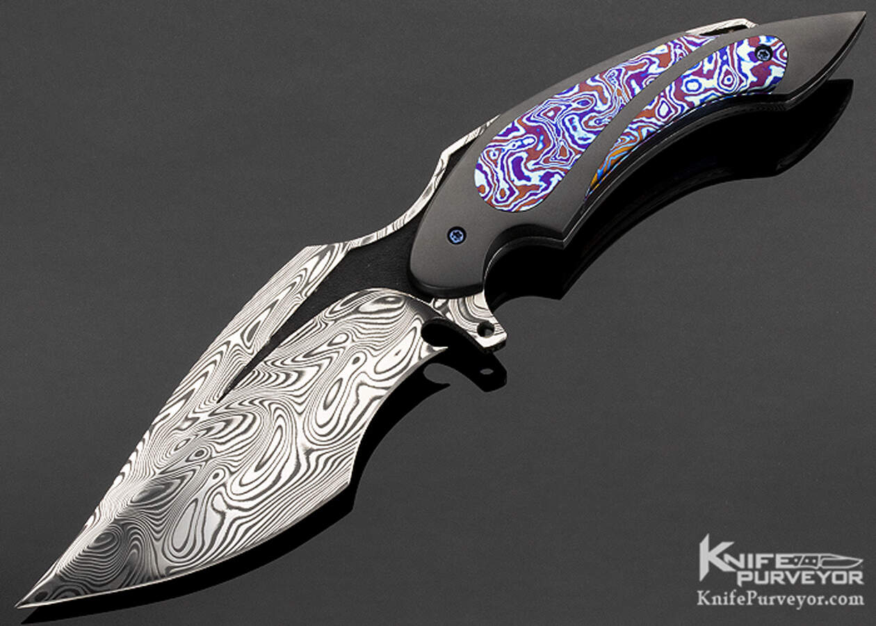 Ronald Best Custom Knife "Phixed Phase" Damasteel, file work spine ...