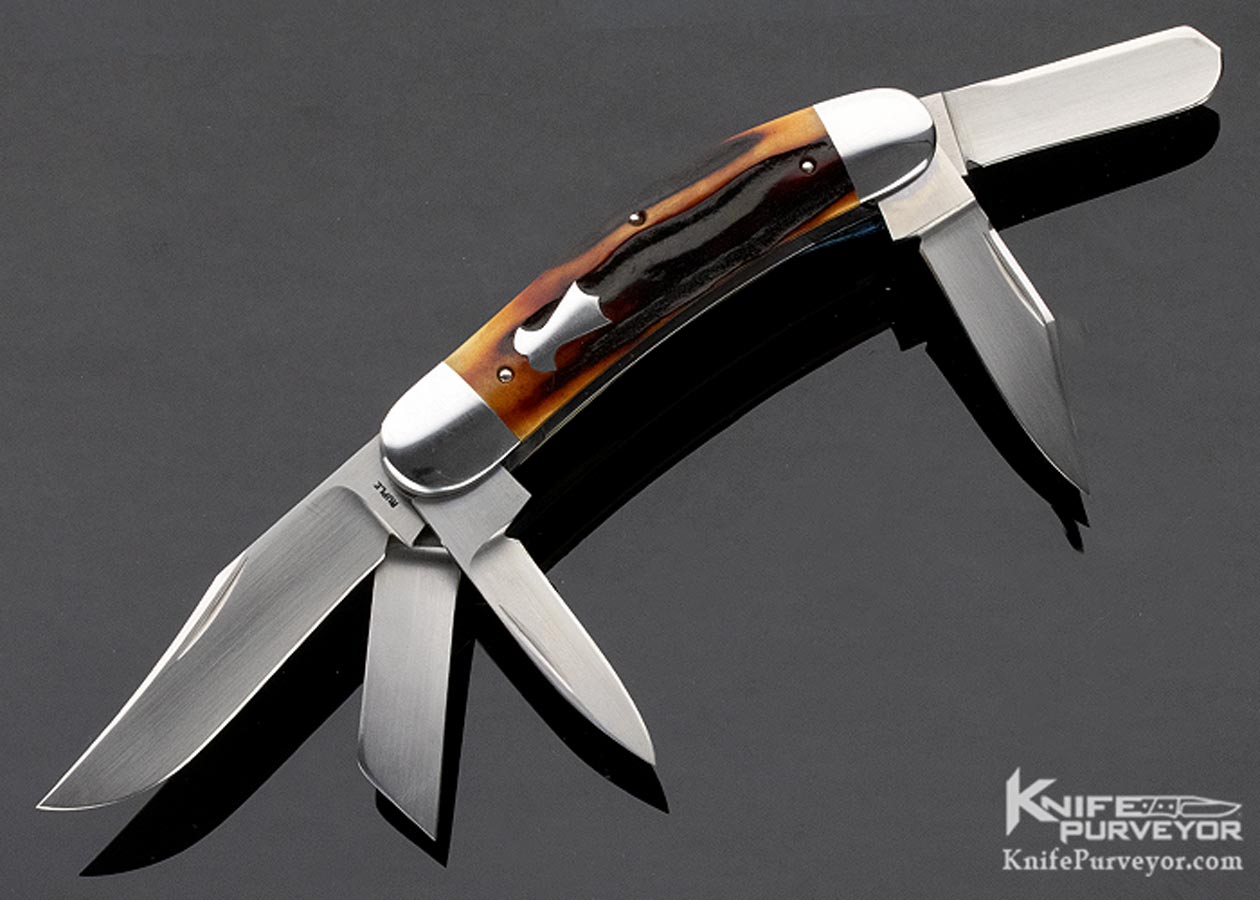 Bill Ruple Custom Knife Sowbelly Slipjoint 5 Blade | Sambar Stag ...