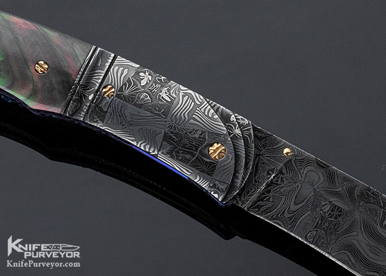Don Hanson III Custom Knife Sole Authorship Damascus & Black Lip Pearl ...