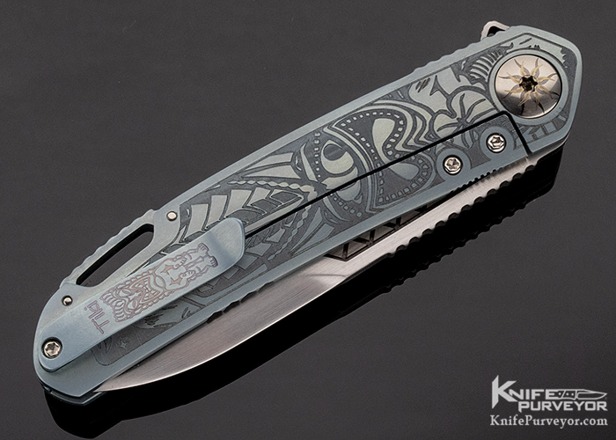 Ken Onion Custom Knife Tiki Laser Engraved Anodized Ti Frame Lock ...