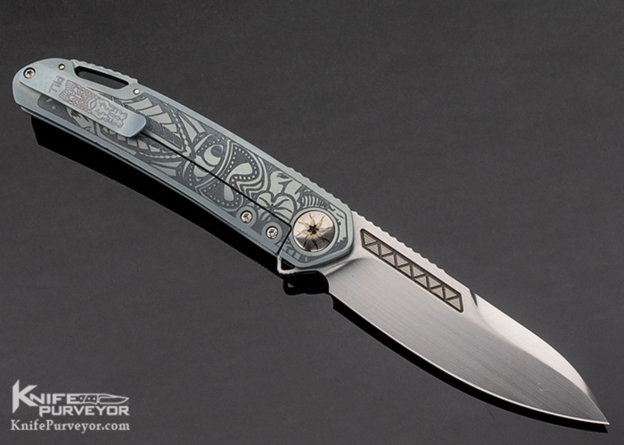 Ken Onion Custom Knife Tiki Laser Engraved Anodized Ti Frame Lock ...