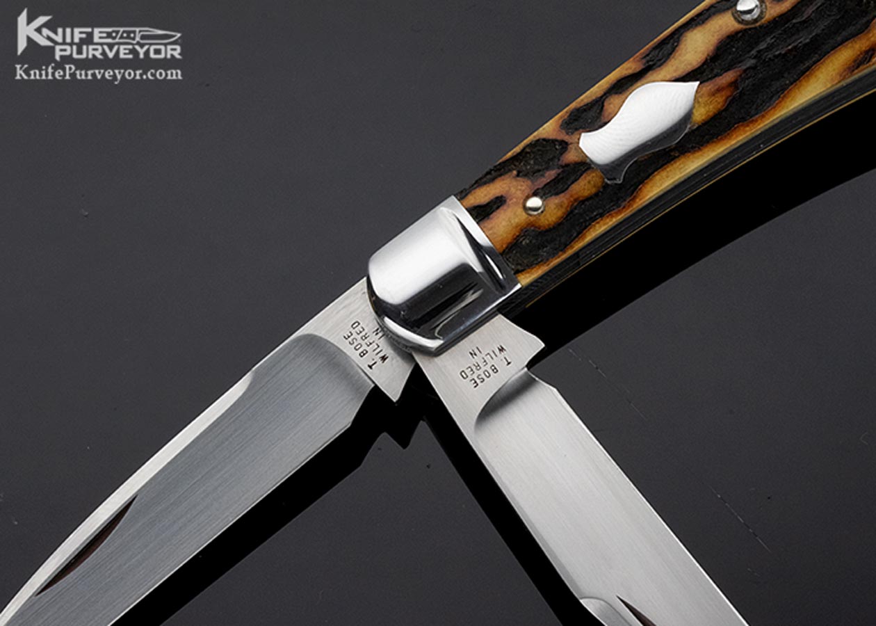 Tony Bose Custom Knife Amber Stag 2 Blade Trapper Slip Joint - Knife ...