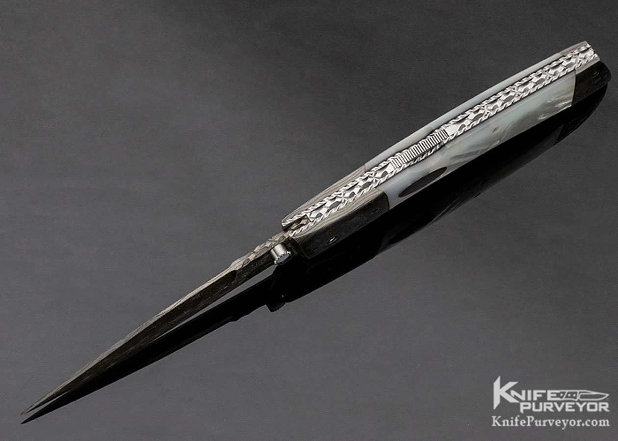 Charlie Dake Custom Knife Damascus and Mother of Pearl D/A Automatic ...