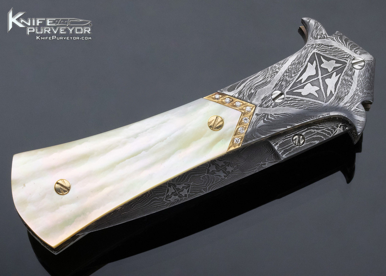 George Dailey Custom Knife Damascus, South Sea Gold Lip Pearl and ...