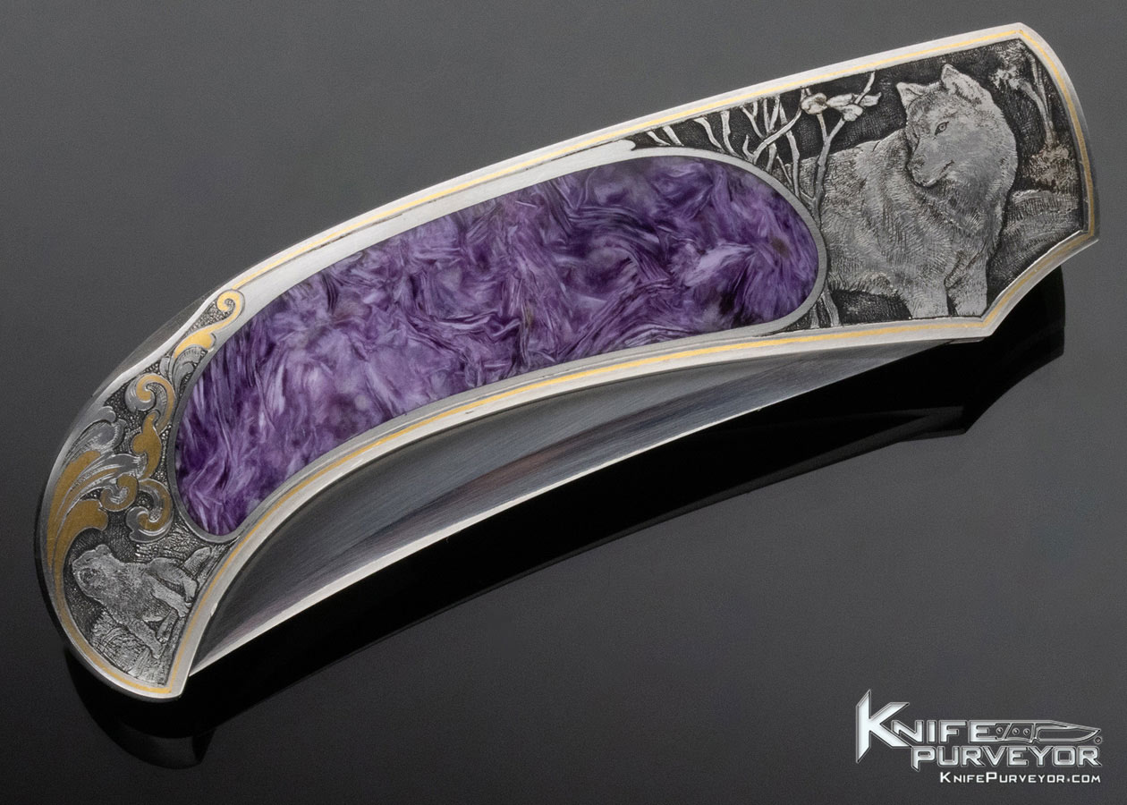 Steve Hoel Custom Knife Charoite Interframe Lockback Engraved by Martin ...