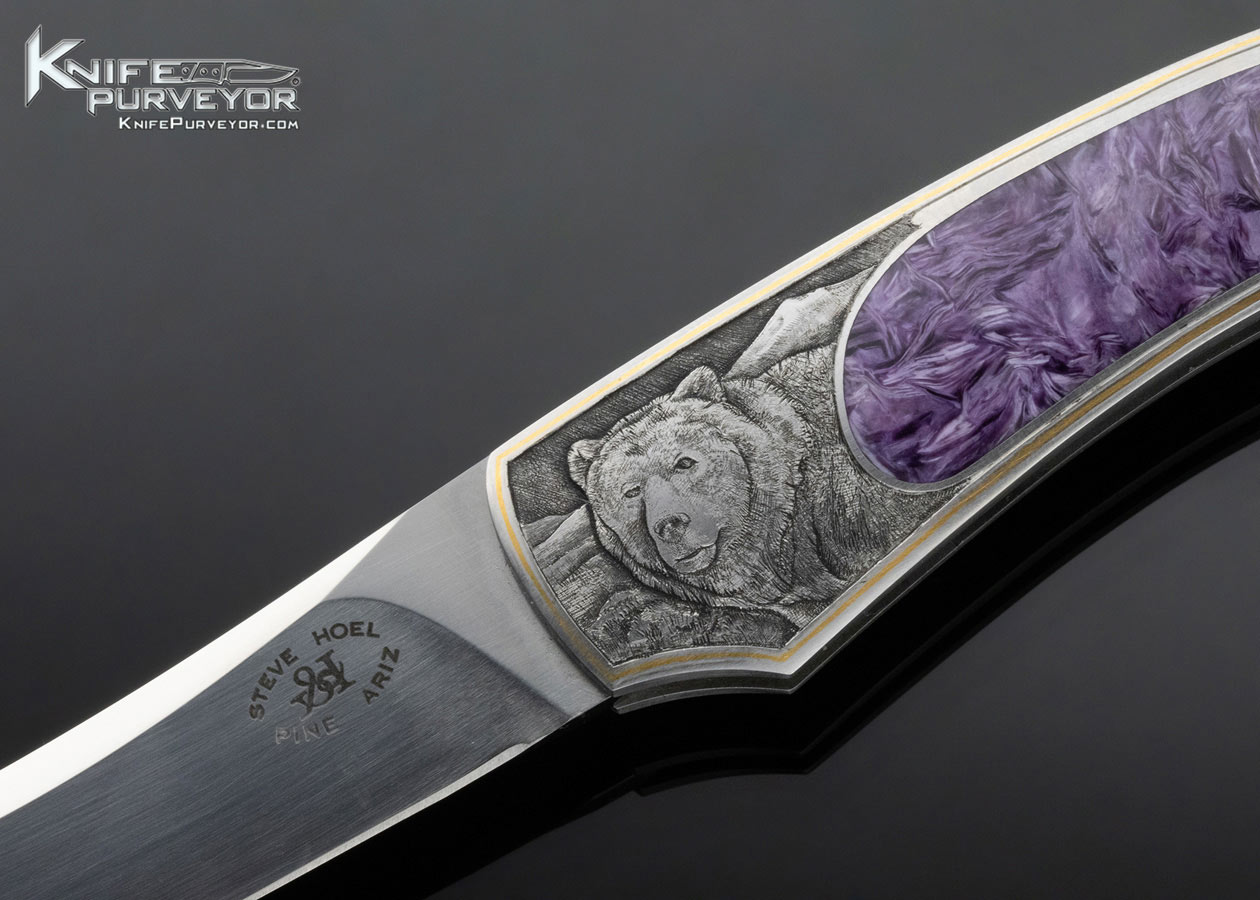 Steve Hoel Custom Knife Charoite Interframe Lockback Engraved by Martin ...