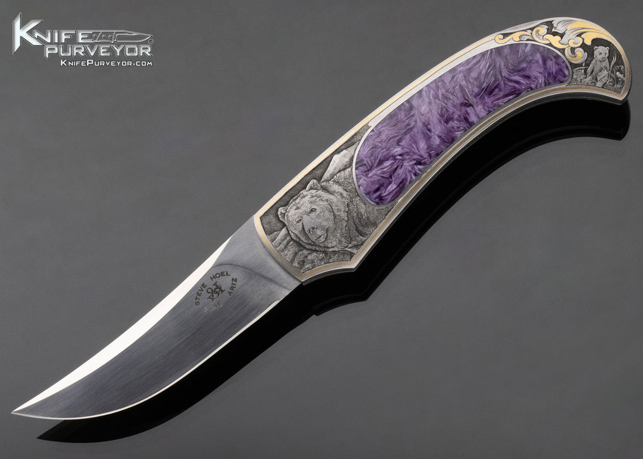 Steve Hoel Custom Knife Charoite Interframe Lockback Engraved by Martin ...
