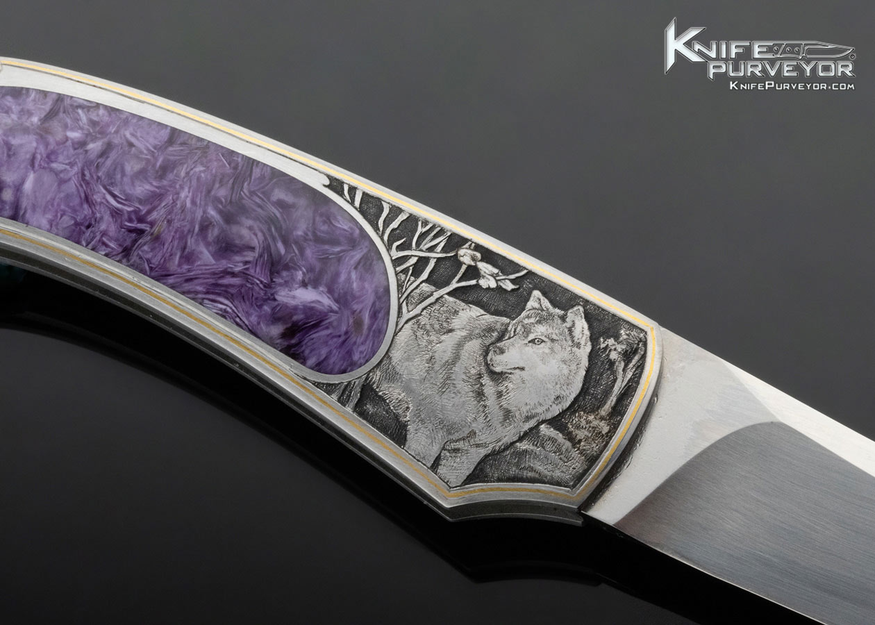 Steve Hoel Custom Knife Charoite Interframe Lockback Engraved by Martin ...