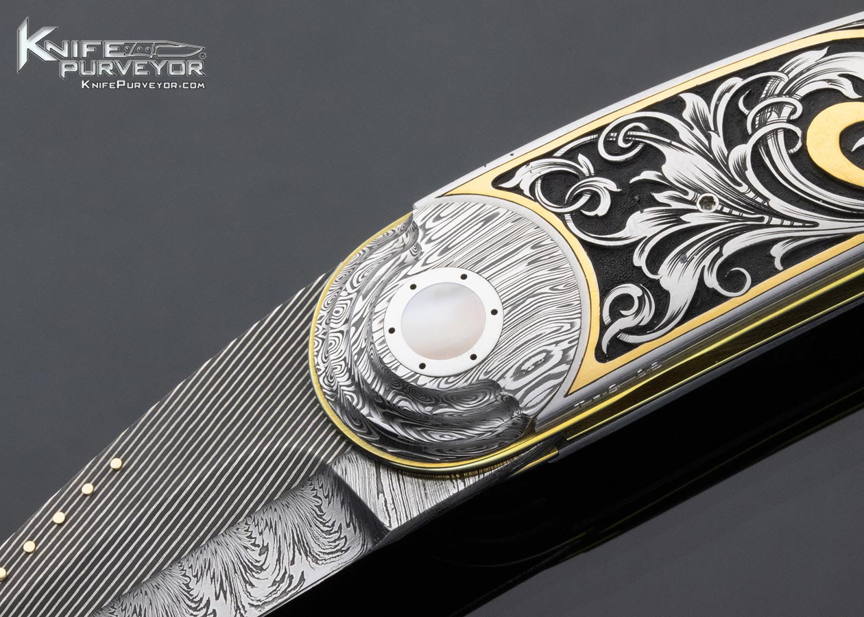 Owen Wood Custom Knife Crescent Linerlock Engraved by Tim George ...