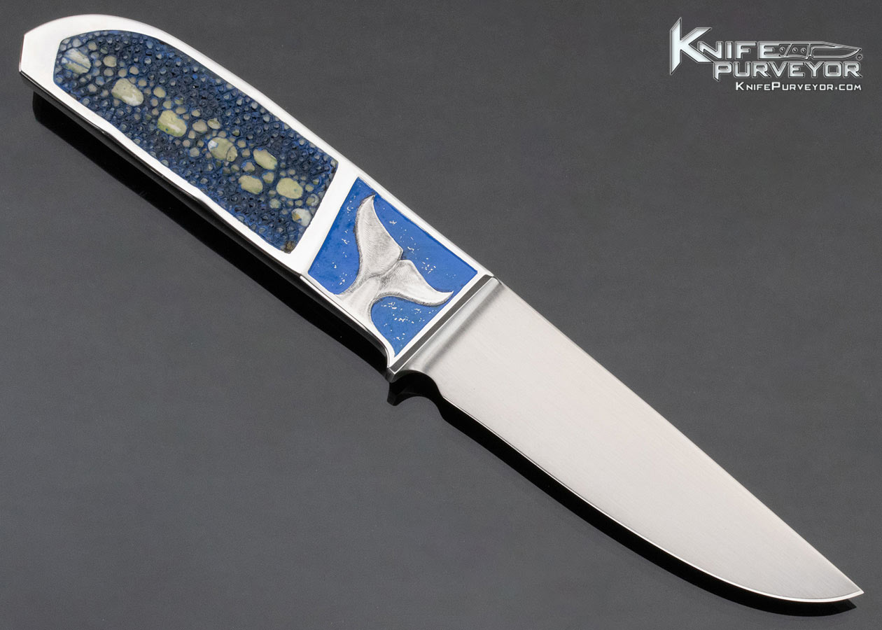 Werner Kaluza Custom Knife Blue Stingray and Enamel Engraved Whale ...