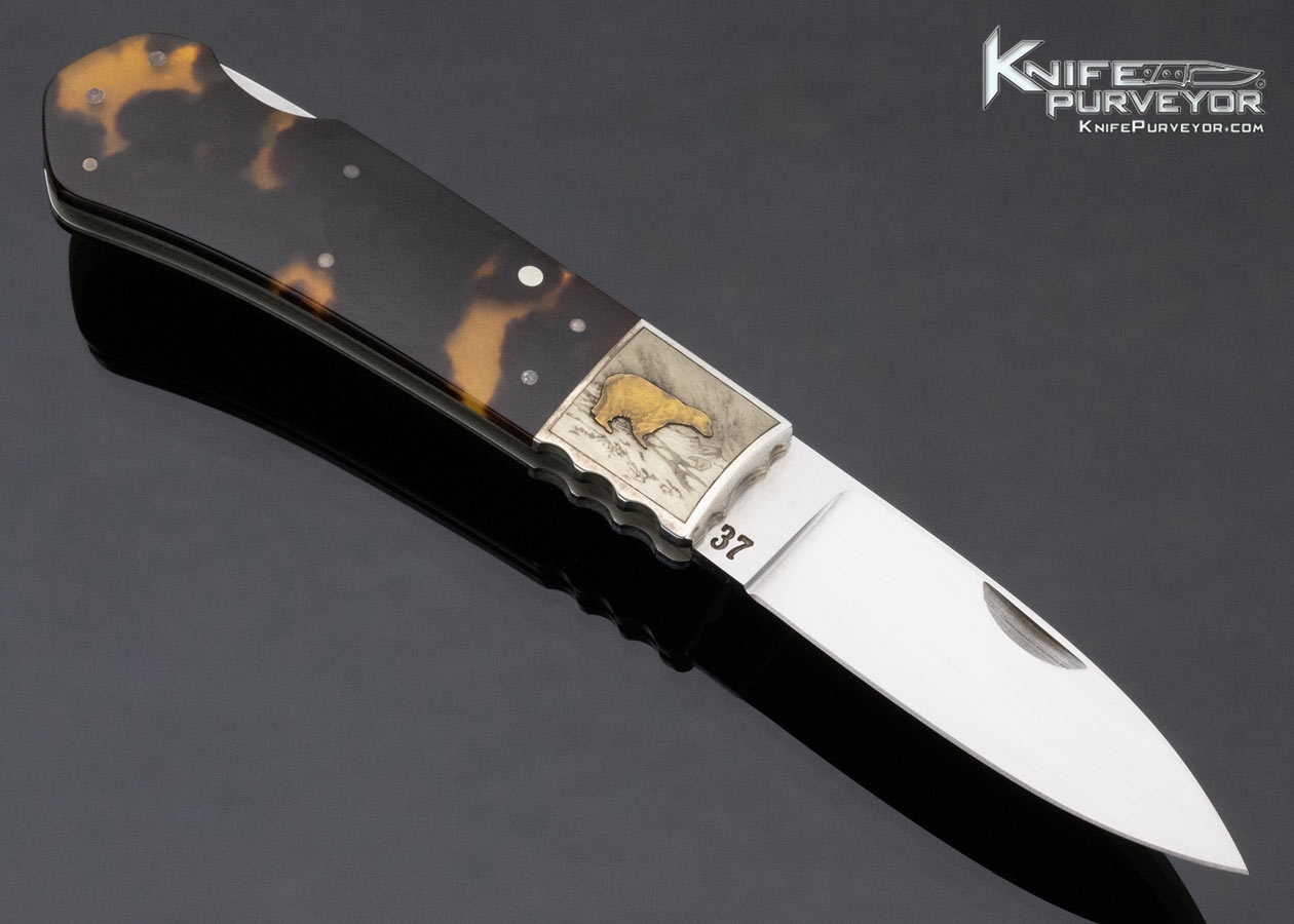 Ron Lake Custom Knife Amber Lockback with Silver Toothpick Engraved by ...
