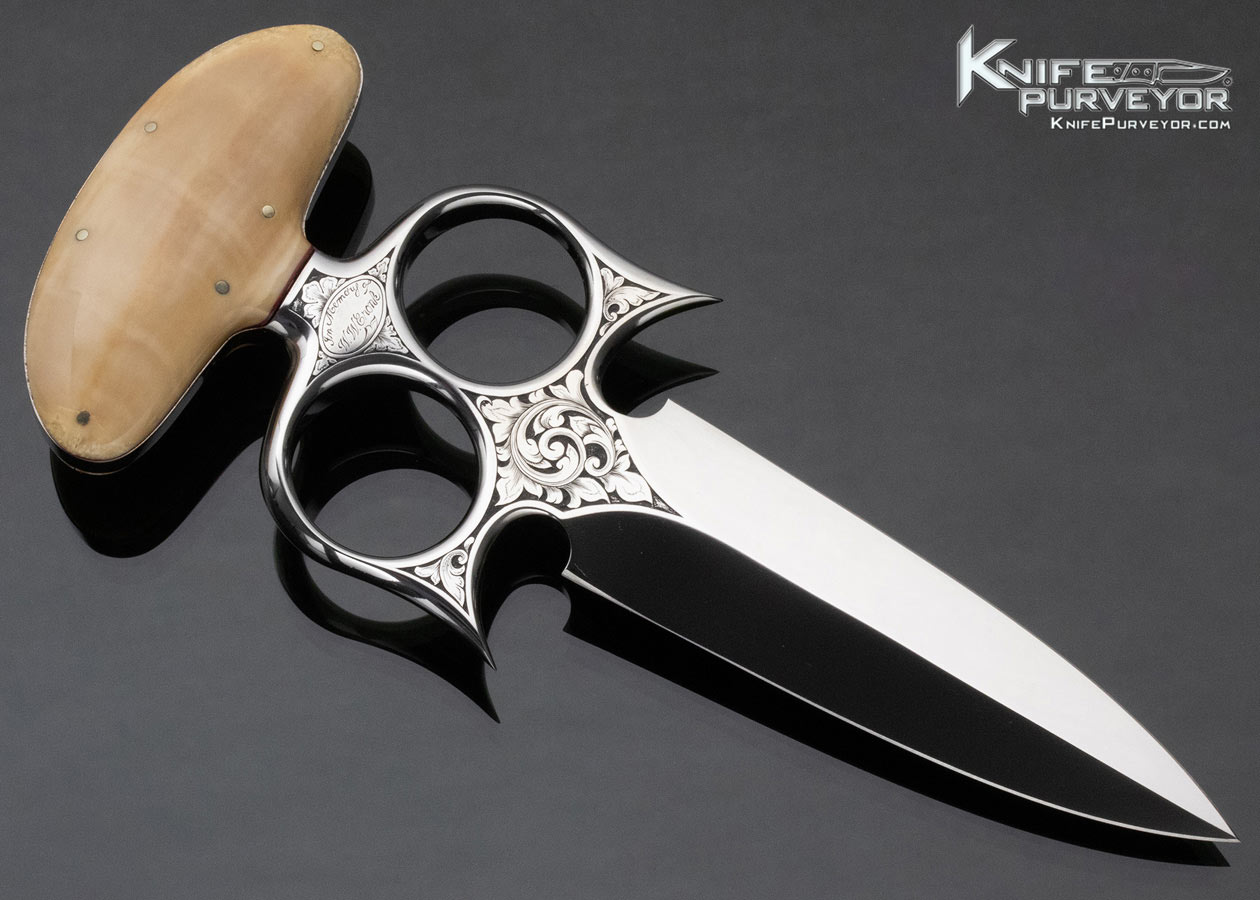 Willie Rigney Custom Knife Jere Davidson Engraved Fossil Walrus Push ...