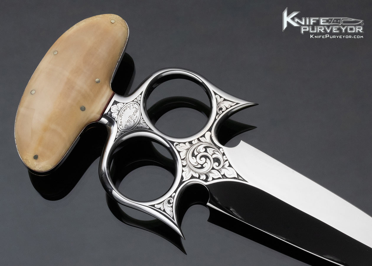Willie Rigney Custom Knife Jere Davidson Engraved Fossil Walrus Push ...