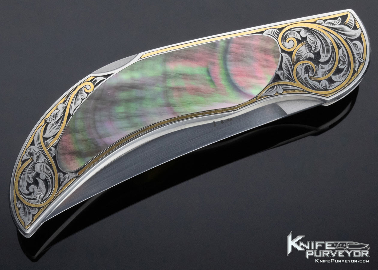 Warren Osborne Custom Knife Black Lip Tahitian Pearl Shell Interframe ...