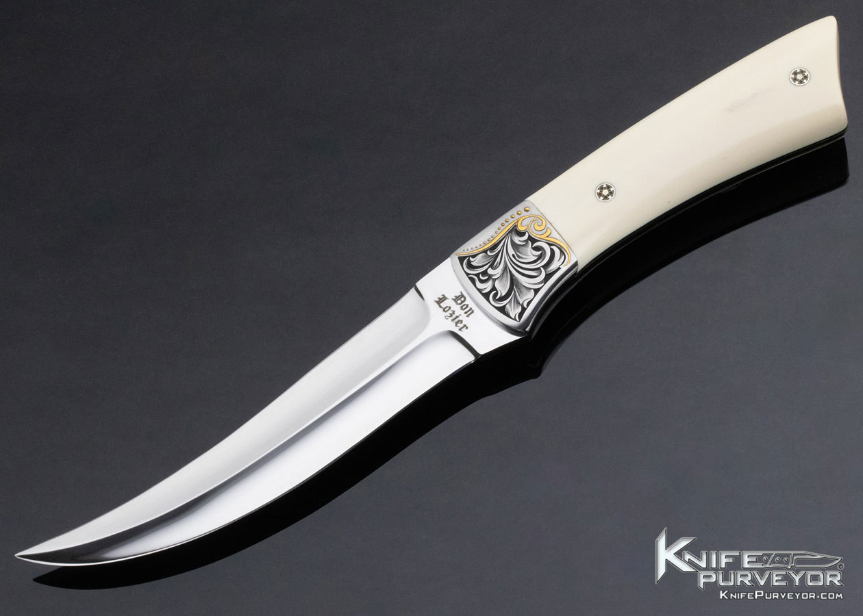 Don Lozier Custom Knife Mammoth Fixed Engraved by Julie Warenski with ...