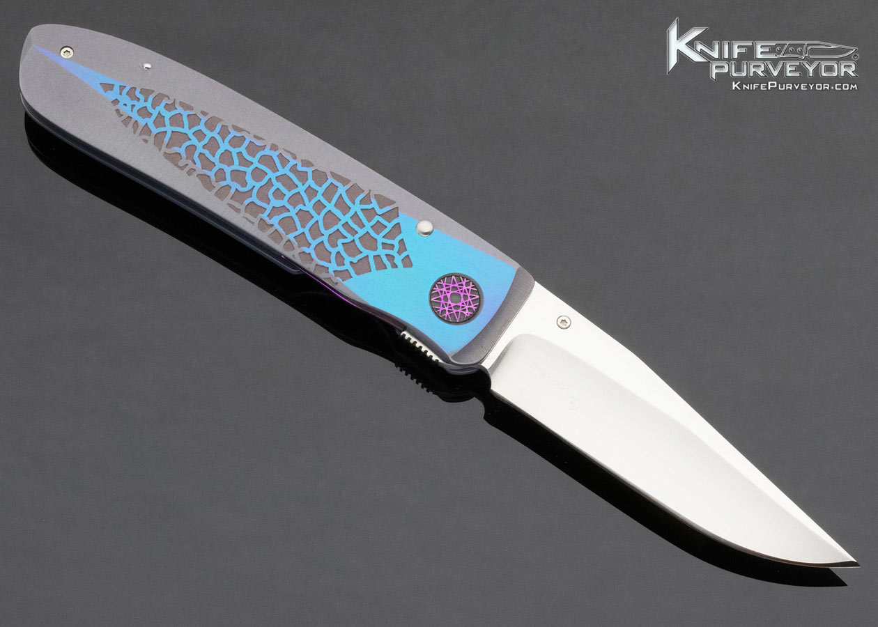 Michael Walker Custom Knife Purple Anodized with Blue Anodized Machined ...