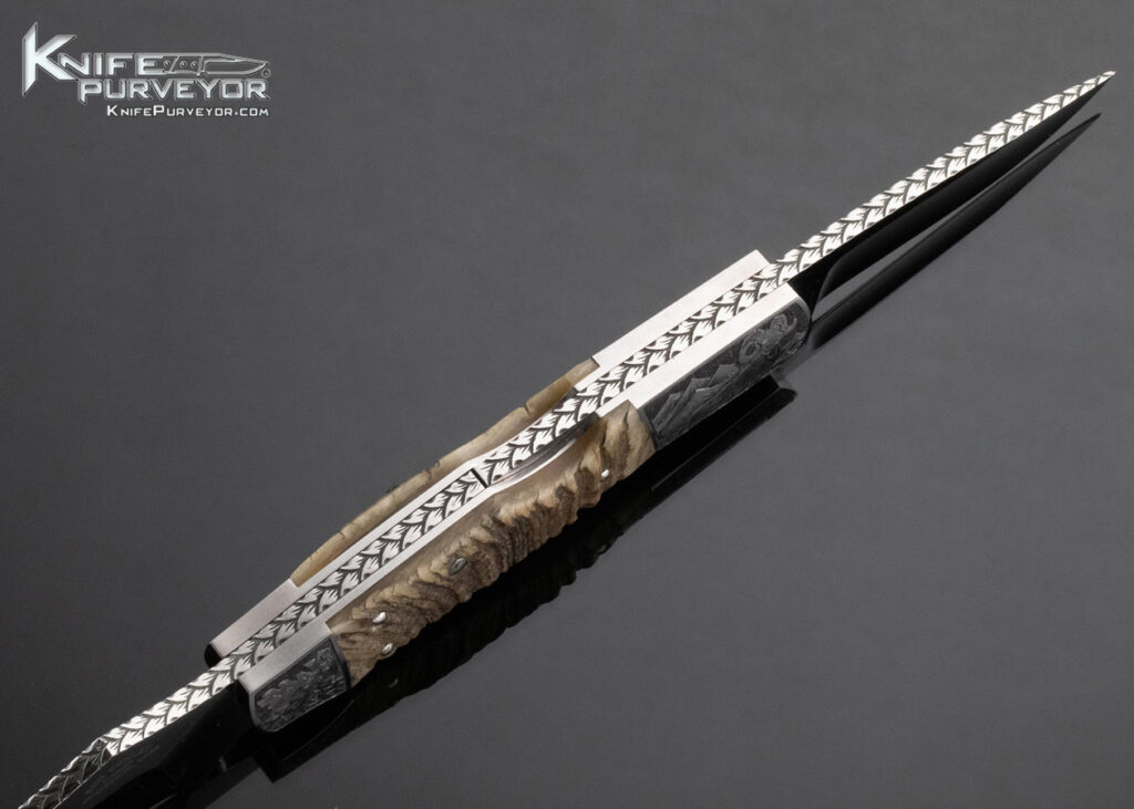 Bob Conley Custom Knife Sheephorn Engraved Skinner Lockback Combo ...