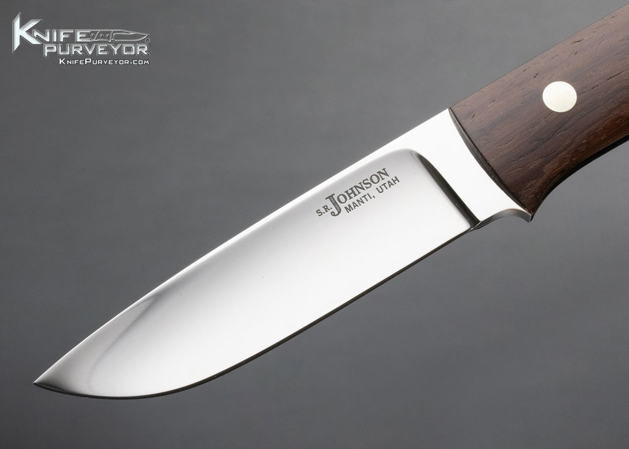 S.R. Johnson Custom Knife Desert Ironwood Drop Point Hunter With Sheath ...