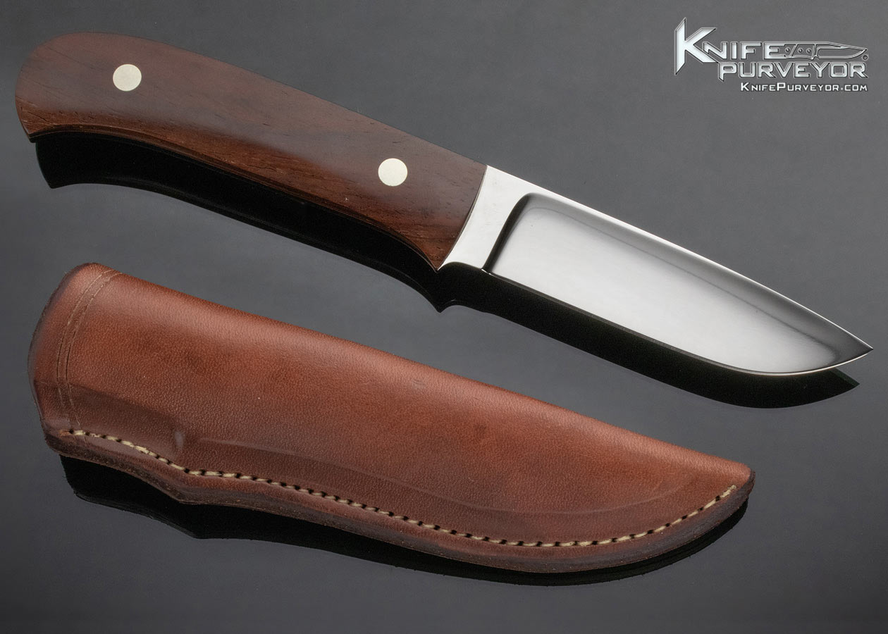 S.R. Johnson Custom Knife Desert Ironwood Drop Point Hunter With Sheath ...