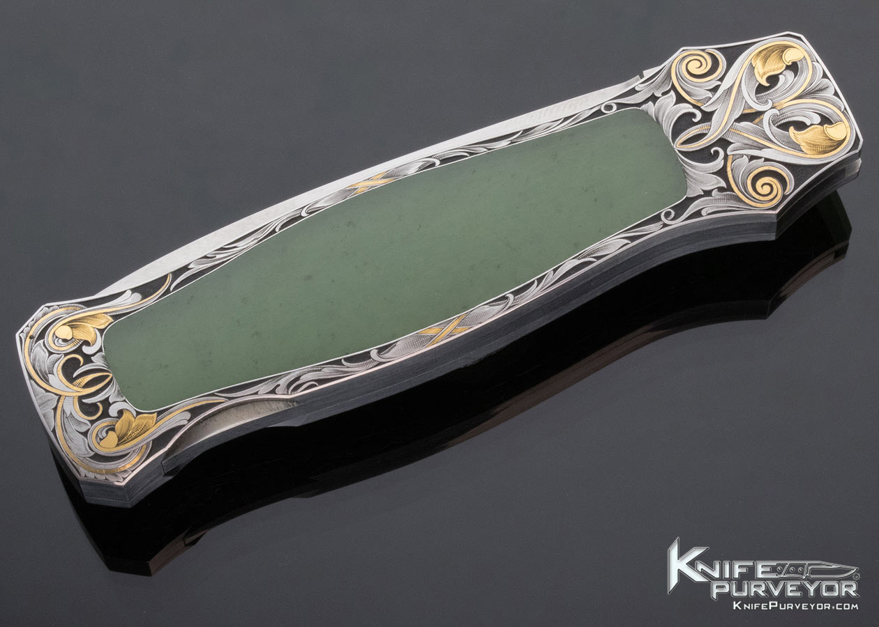 Jack Busfield Custom Knife Sam Alfano Engraved Green Jade Interframe ...