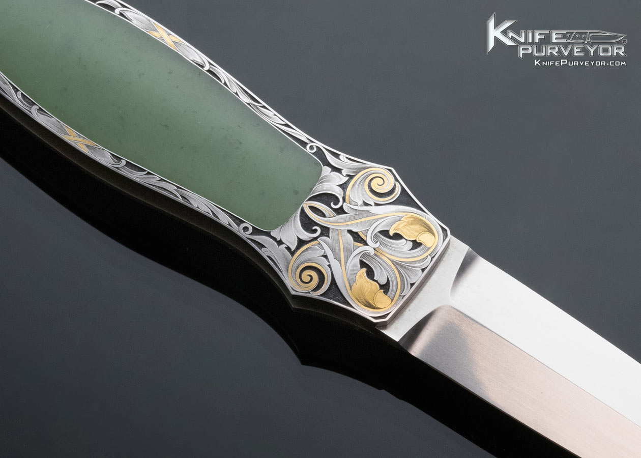 Jack Busfield Custom Knife Sam Alfano Engraved Green Jade Interframe ...