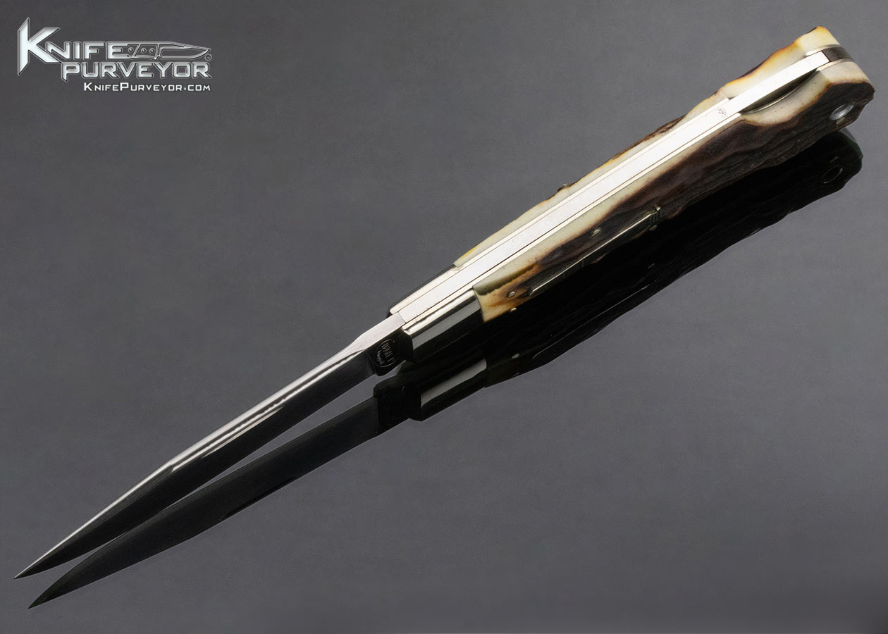 Jess Horn Custom Knife Stag 1306 Remington Bullet Lockback - Knife Purveyor