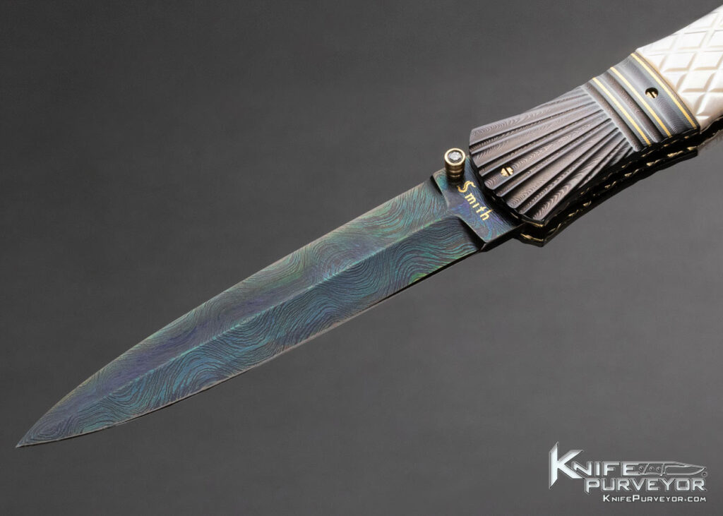 John W. Smith Custom Knife Checkered Mother of Pearl Shell and Fluted ...