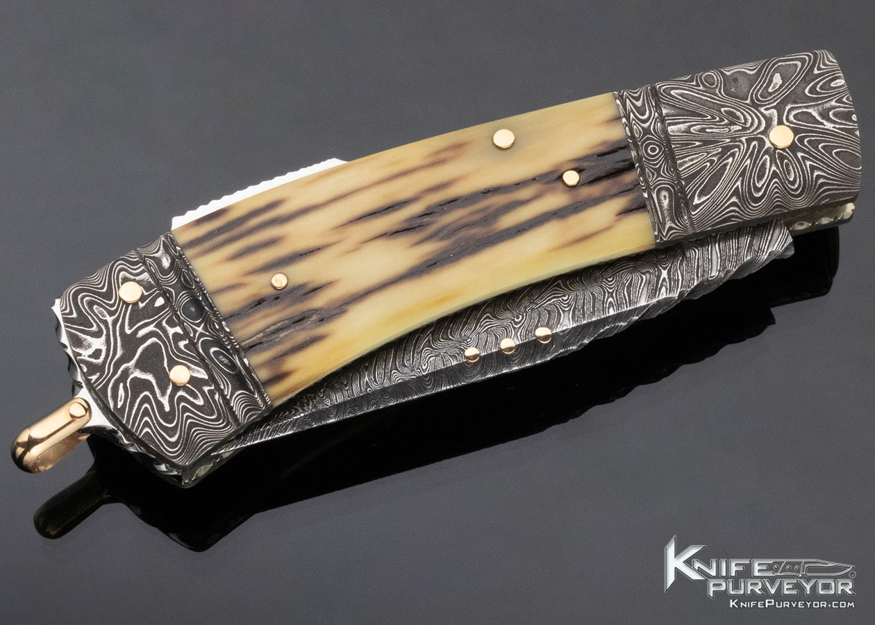 Kaj Embretsen Custom Knife Mammoth and Damascus Lockback - Knife Purveyor