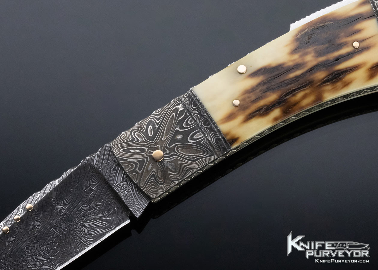Kaj Embretsen Custom Knife Mammoth and Damascus Lockback - Knife Purveyor