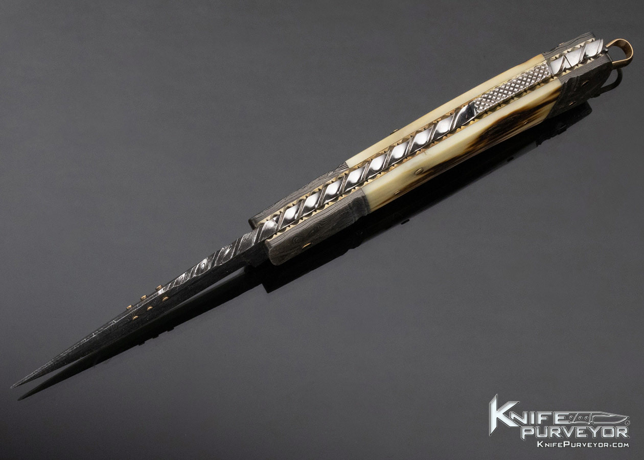 Kaj Embretsen Custom Knife Mammoth and Damascus Lockback - Knife Purveyor