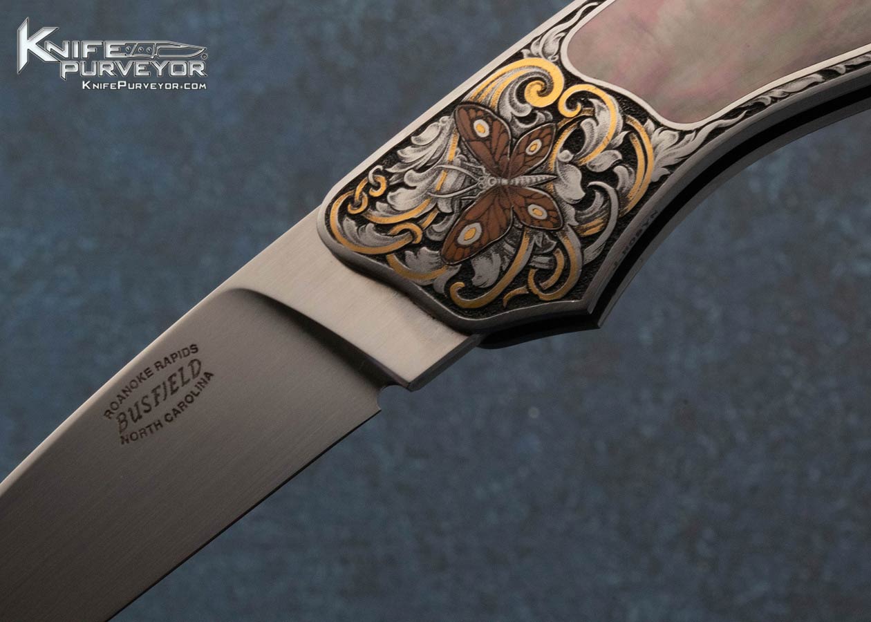Jack Busfield Custom Knife Black Lip Tahitian Pearl Shell Lockback ...