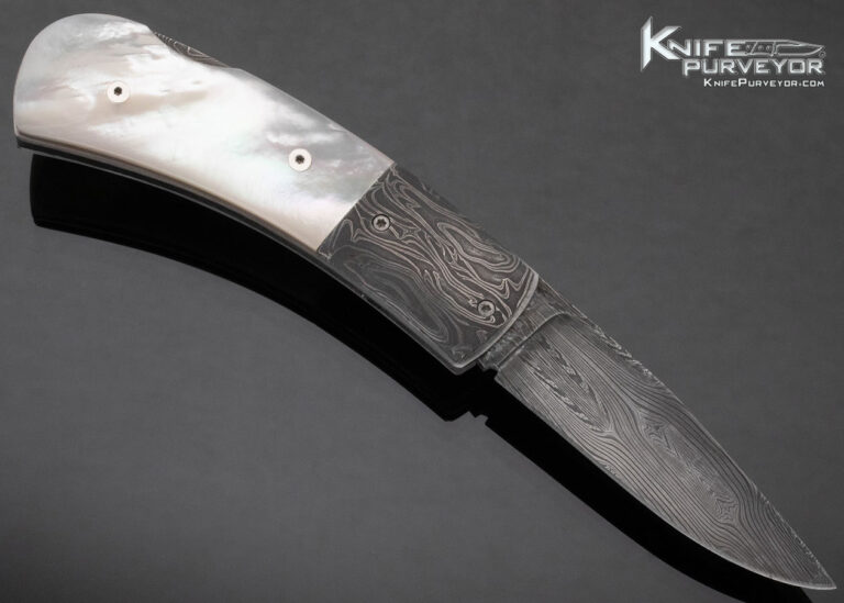 Tommy Lee Custom Knife Mother of Pearl and Damascus Lockback - Knife ...