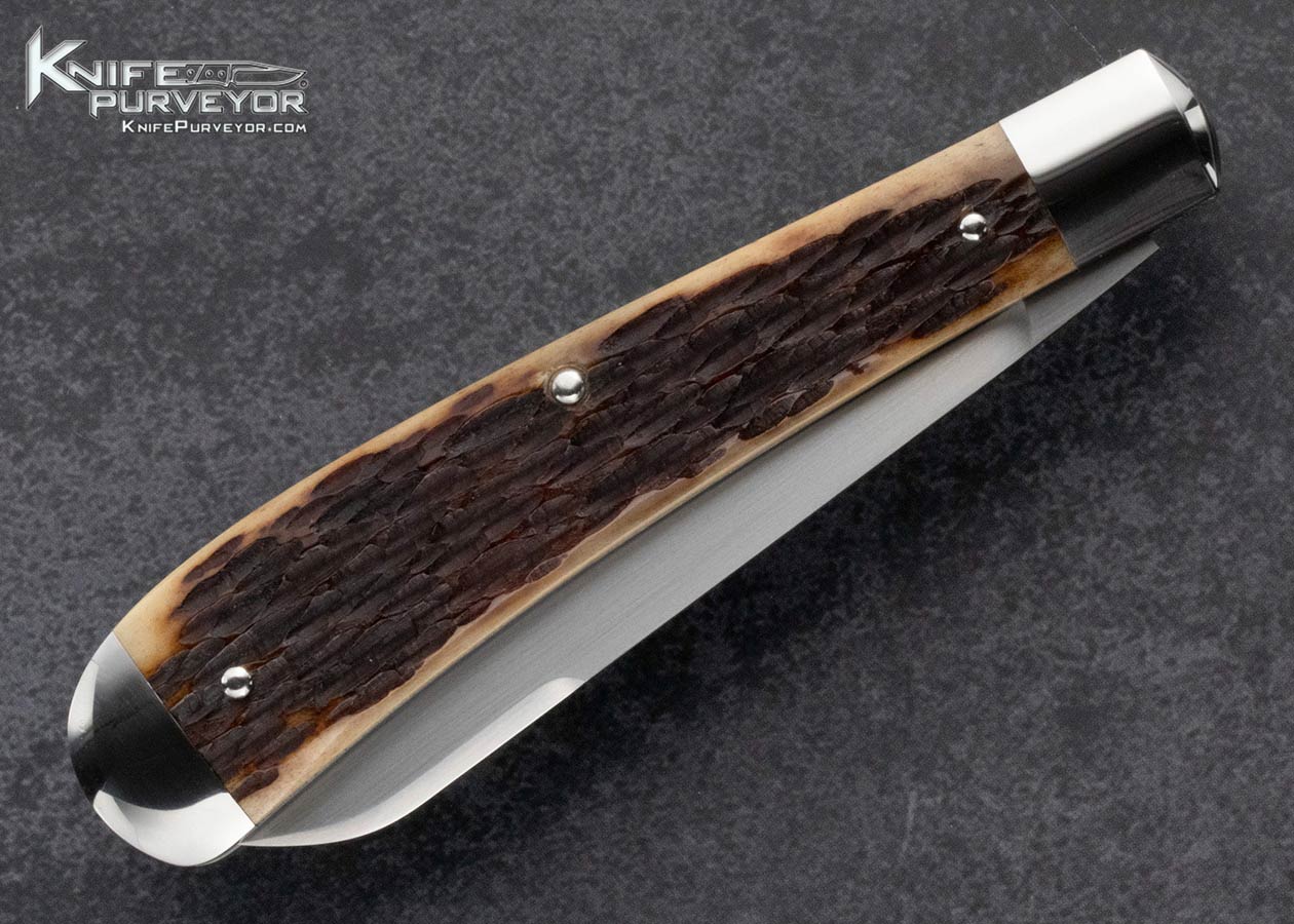 Tony Bose Custom Knife 2 Blade R1273 Remington Bullet Remington Jigged ...