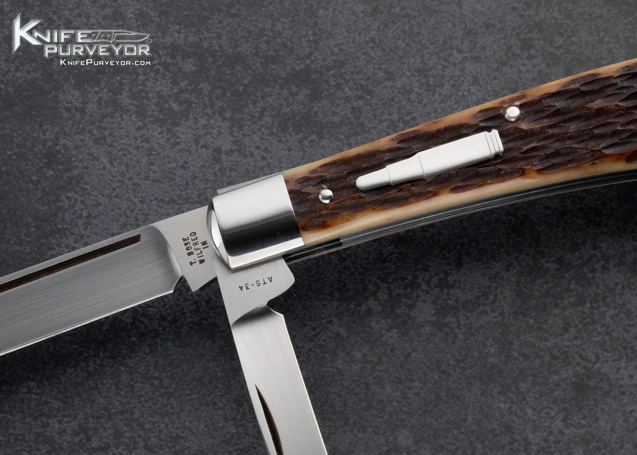 Tony Bose Custom Knife 2 Blade R1273 Remington Bullet Remington Jigged ...