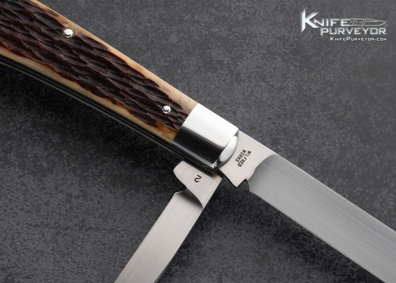 Tony Bose Custom Knife 2 Blade R1273 Remington Bullet Remington Jigged ...