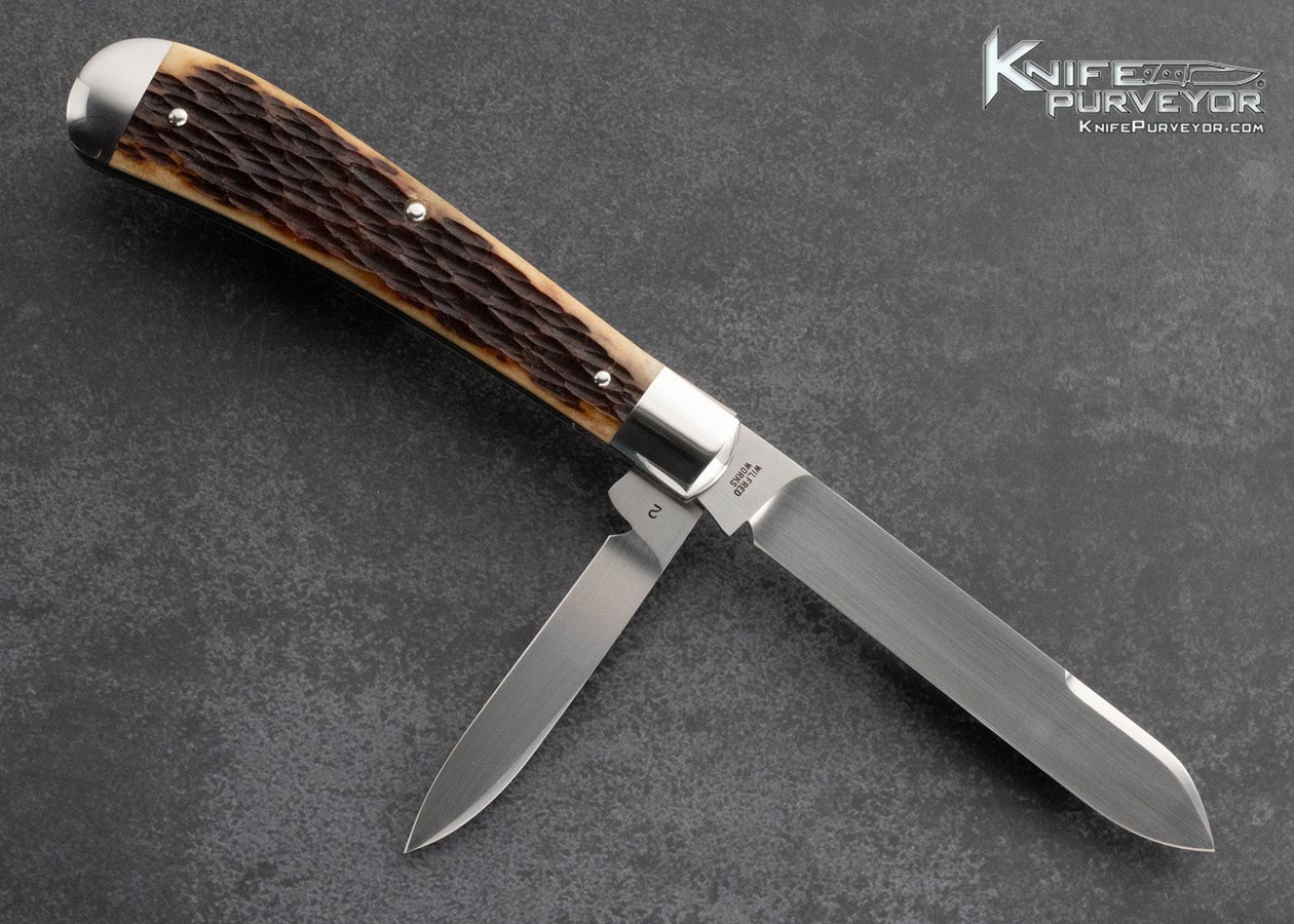 Tony Bose Custom Knife 2 Blade R1273 Remington Bullet Remington Jigged ...
