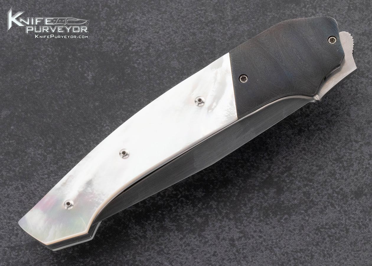 Tim Herman Custom Knife Damascus and Mother of Pearl Linerlock - Knife ...