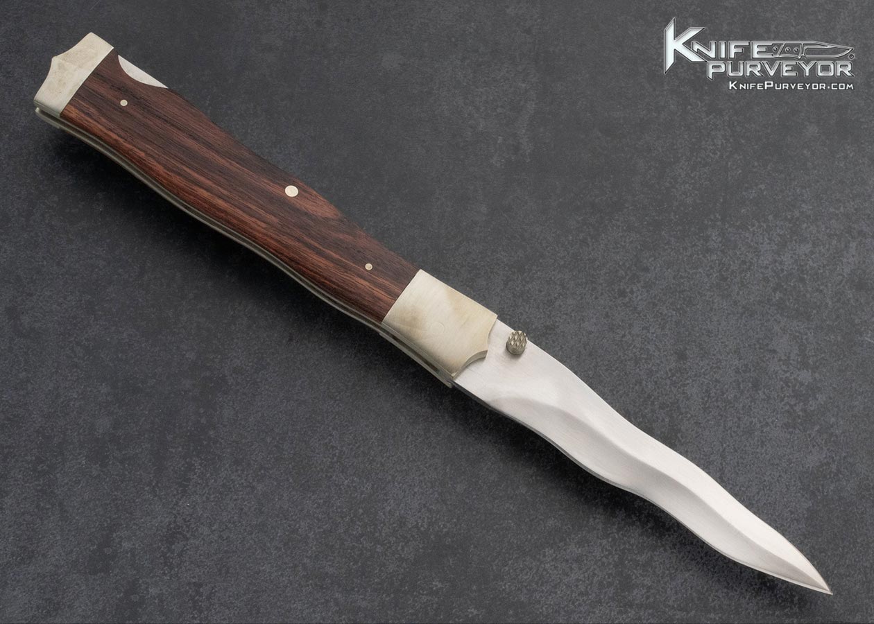 Mel Pardue Custom Knife Kris Blade Wood Lockback #26 - Knife Purveyor